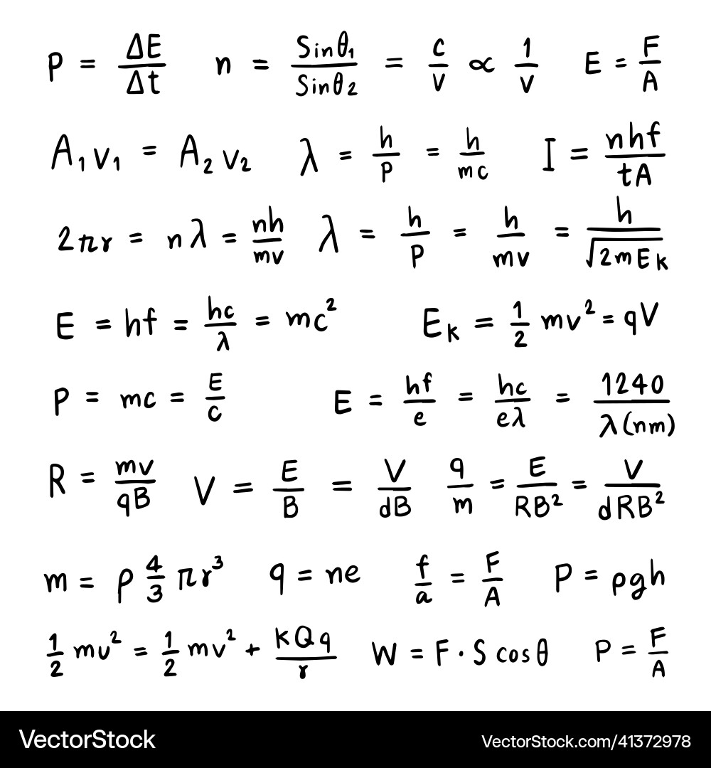 Handwritten Physics Formula Royalty Free Vector Image