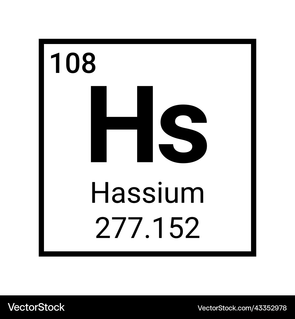 Hassium periodic table chemical element mendeleev Vector Image