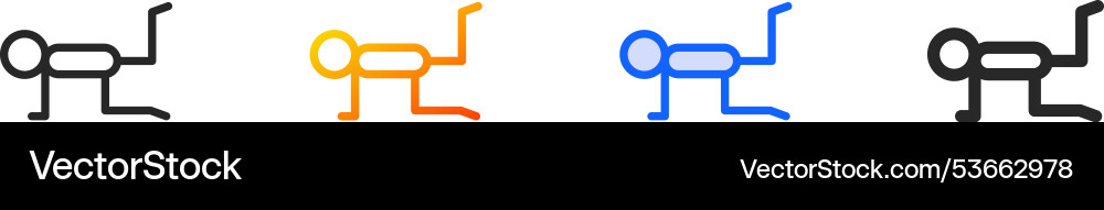 Kneel iconthin linear gradient blue stroke Vector Image