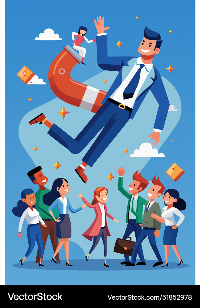 Magnetic leadership attracts top talent Royalty Free Vector
