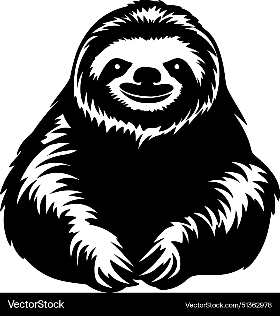 Sloth silhouette white background Royalty Free Vector Image