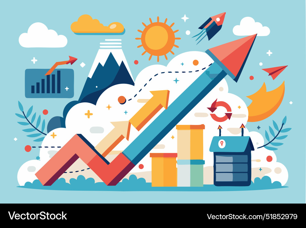 Business growth from setbacks to success Vector Image