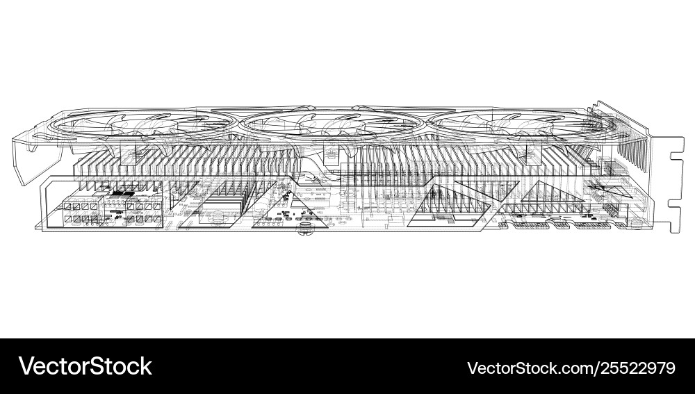 Gpu card outline Royalty Free Vector Image - VectorStock