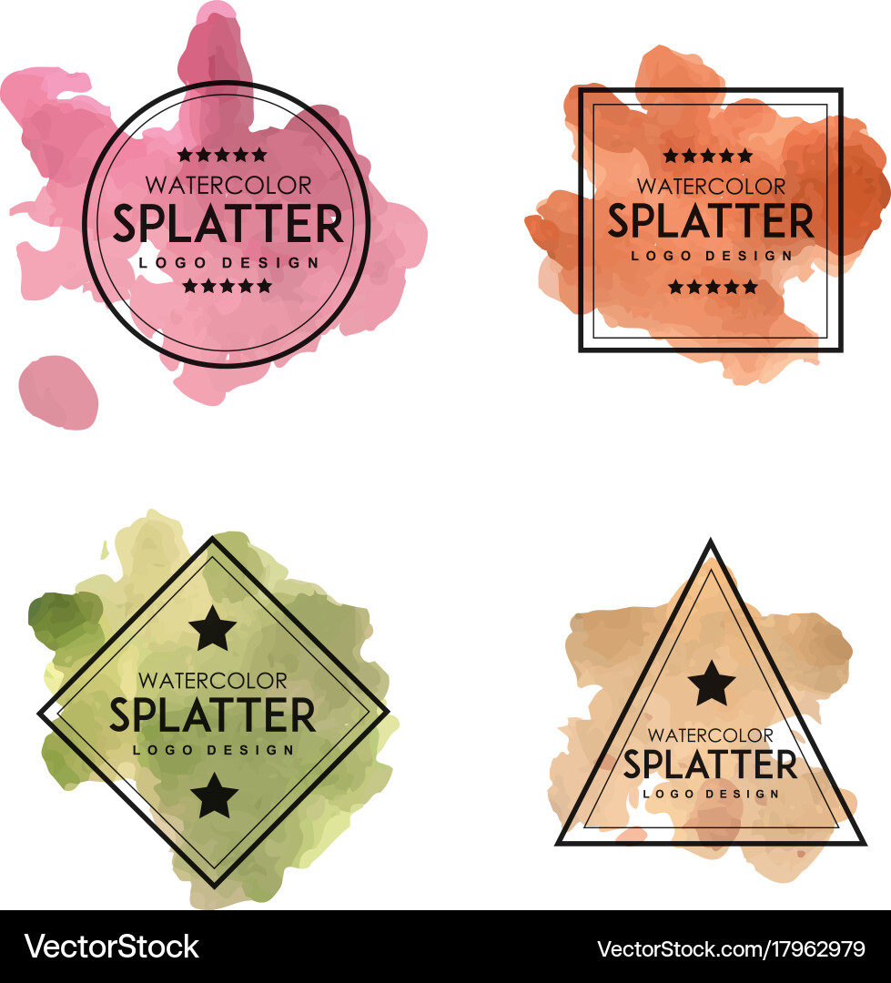 Handgezeichnete Aquarell Splatter Logos Lizenzfreier Vektor