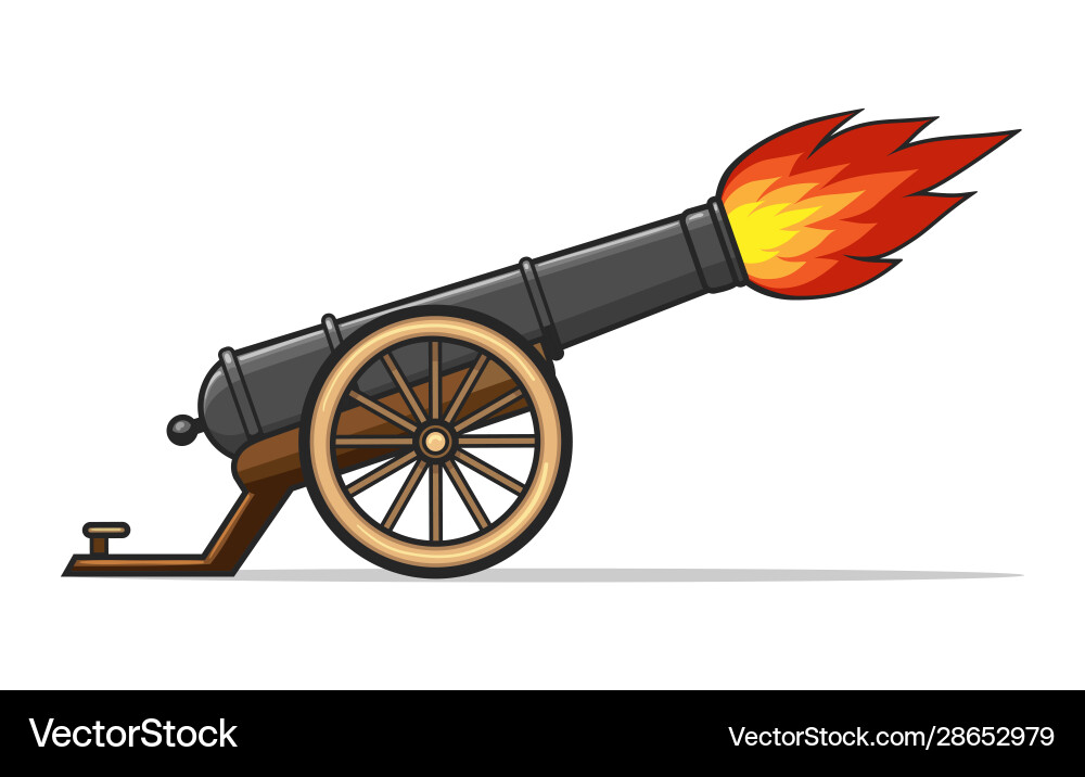 Old cannon firing Royalty Free Vector Image - VectorStock