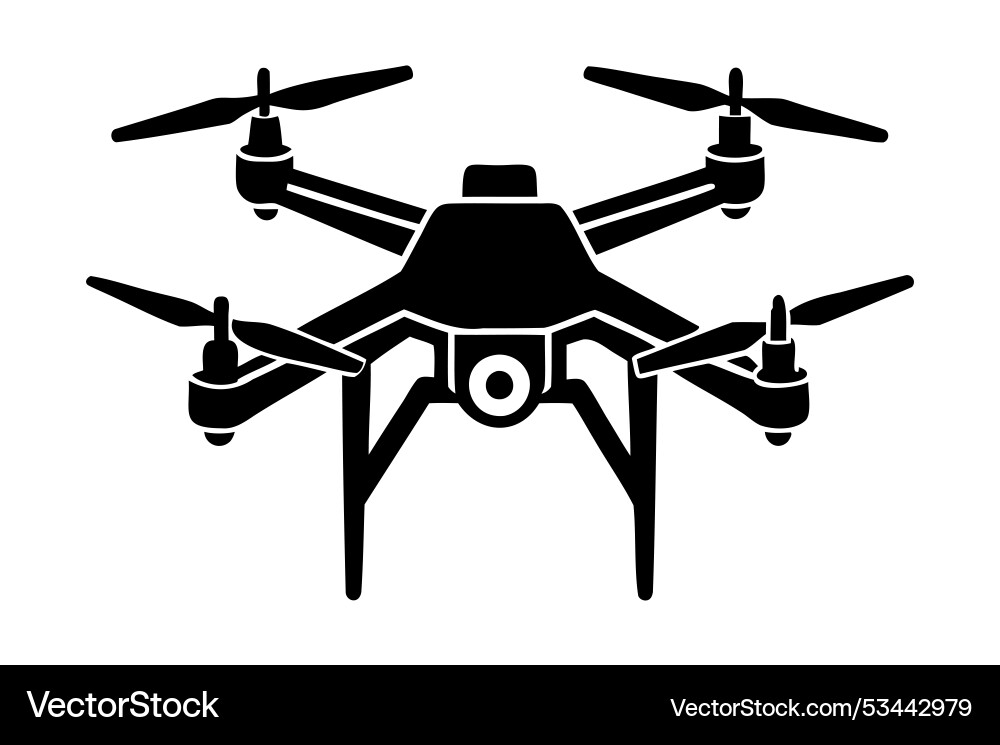 Quadcopter drone silhouette icon Royalty Free Vector Image