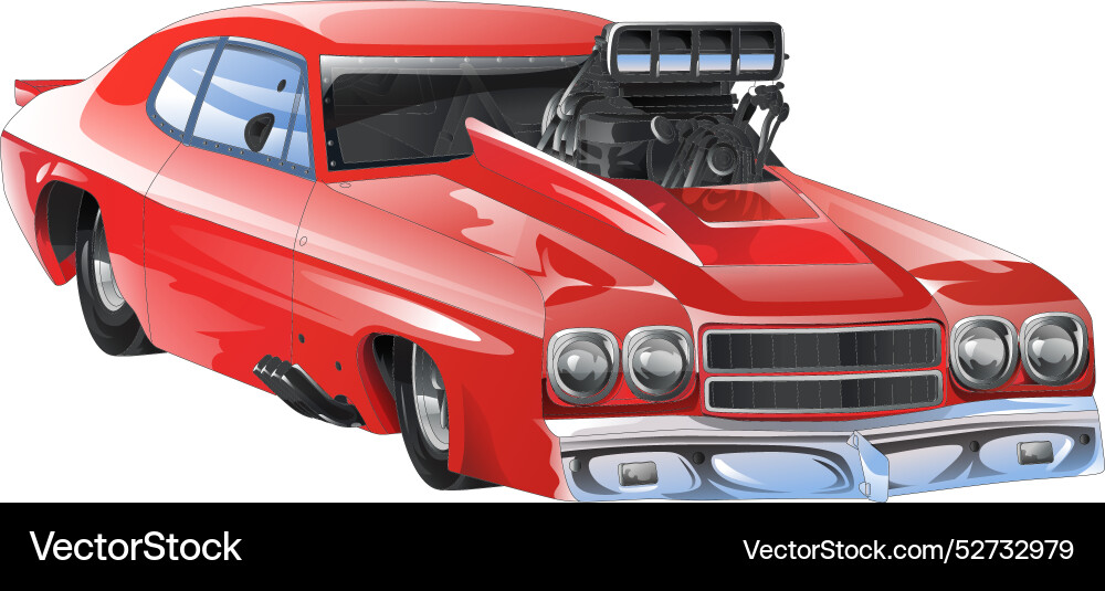 Red drag racing car with black strip Royalty Free Vector