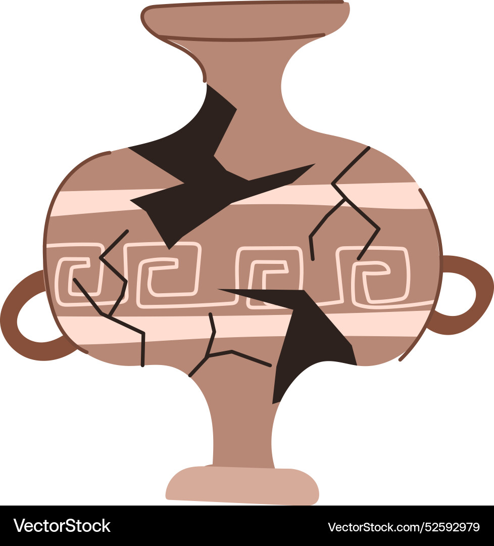 Urn broken antique pot cartoon Royalty Free Vector Image