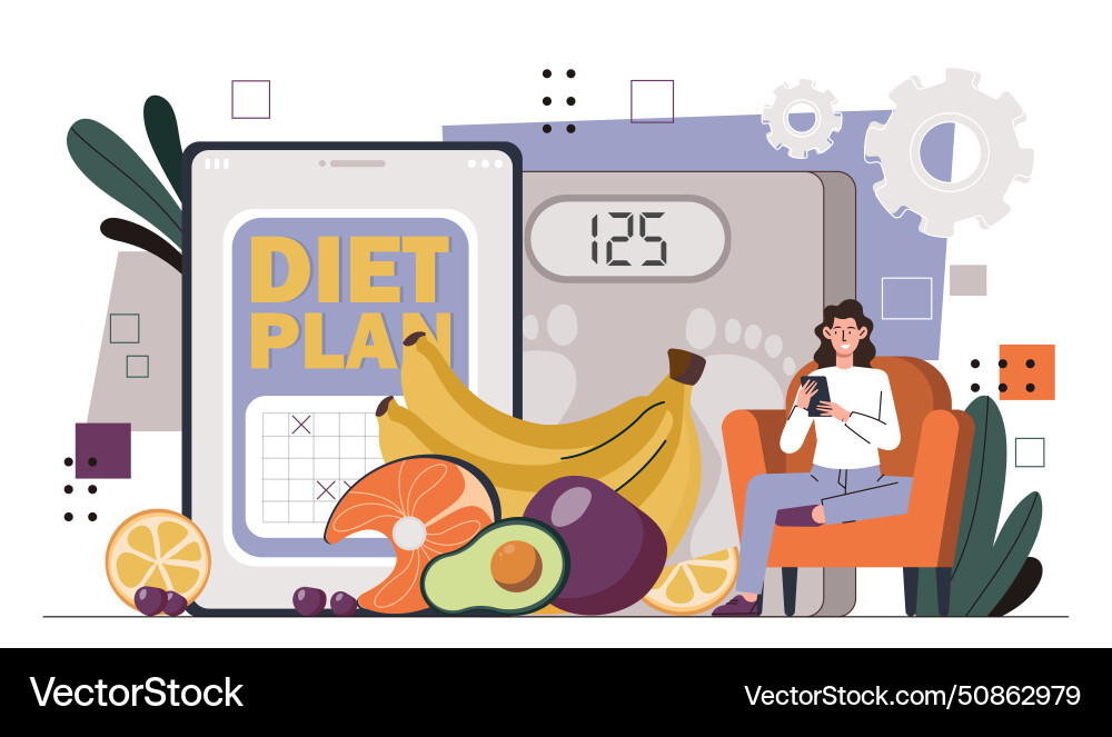 Woman with diet plan Royalty Free Vector Image