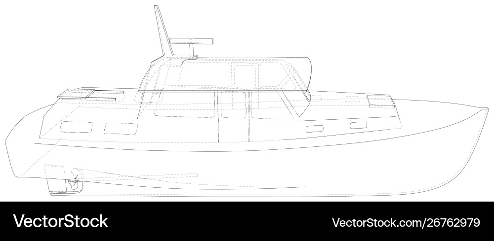 Yacht technical wire-frame Royalty Free Vector Image