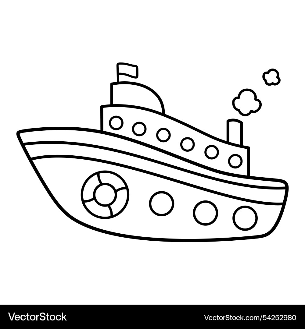 Cartoon ship outline Royalty Free Vector Image