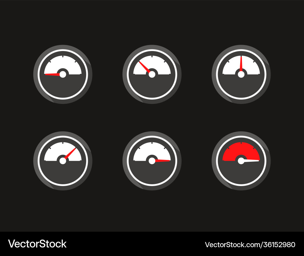 Circle indicators with red arrow set Royalty Free Vector