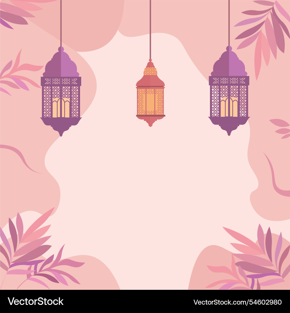 Empty islamic greeting card frame background Vector Image