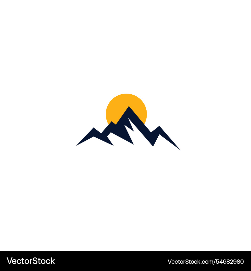 Mountain sun logo icon Royalty Free Vector Image