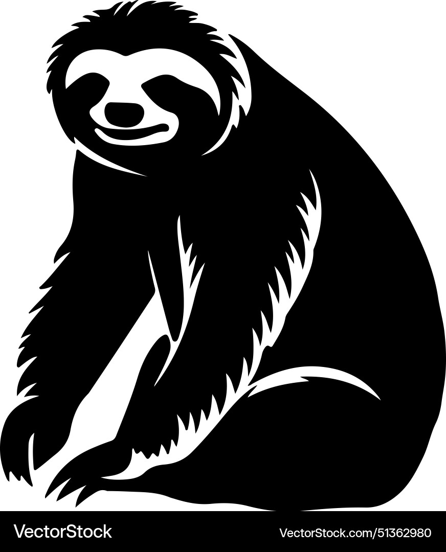 Sloth silhouette white background Royalty Free Vector Image