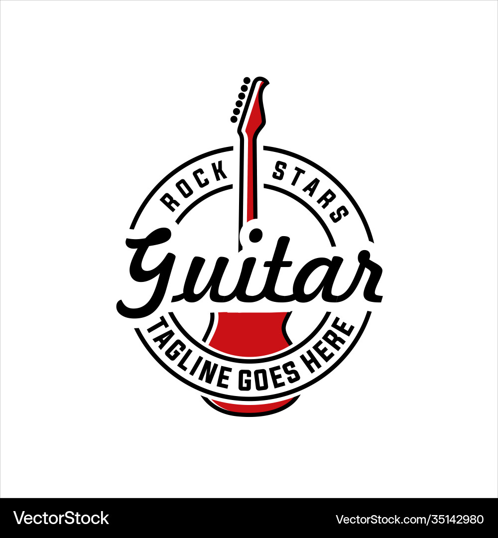 Vintage guitar graphics logos labels and emblems Vector Image
