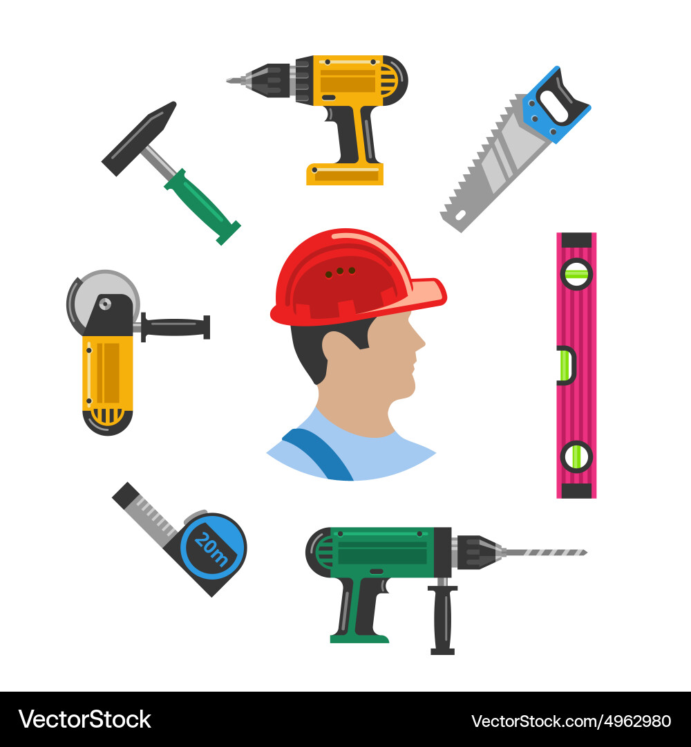 Worker with tools Royalty Free Vector Image - VectorStock