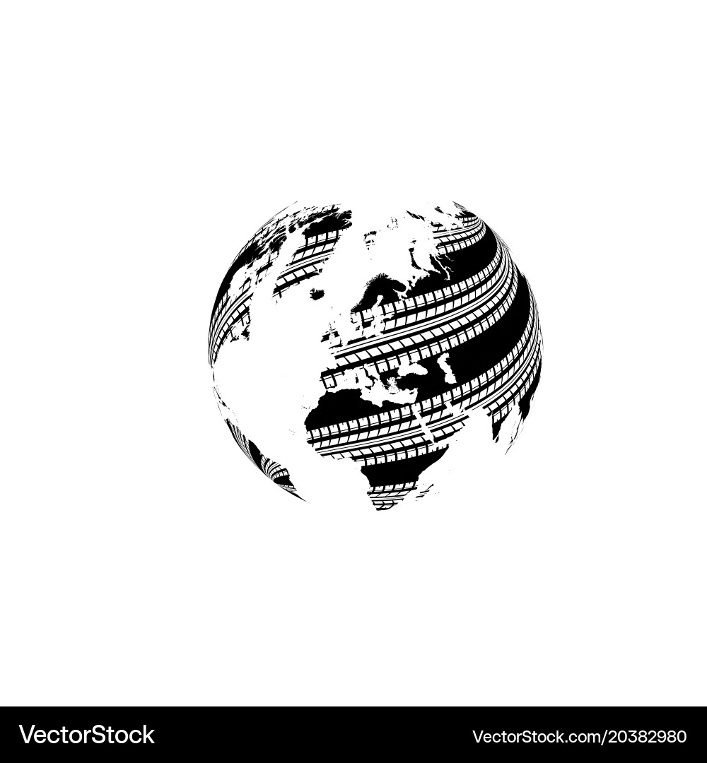 World map with tire tracks Royalty Free Vector Image