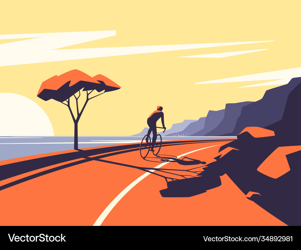 A cyclist riding along Royalty Free Vector Image