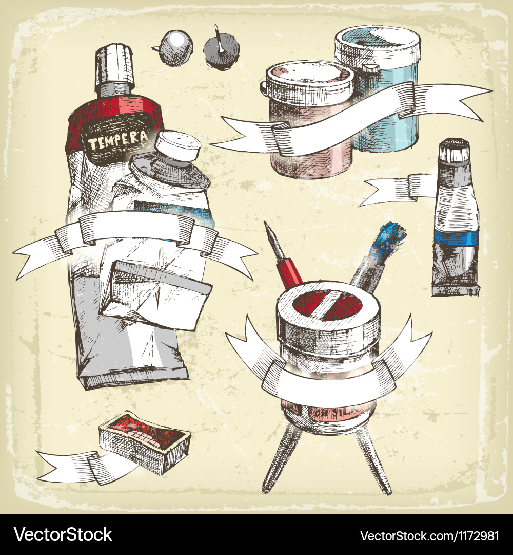 Artistic material emblems Royalty Free Vector Image