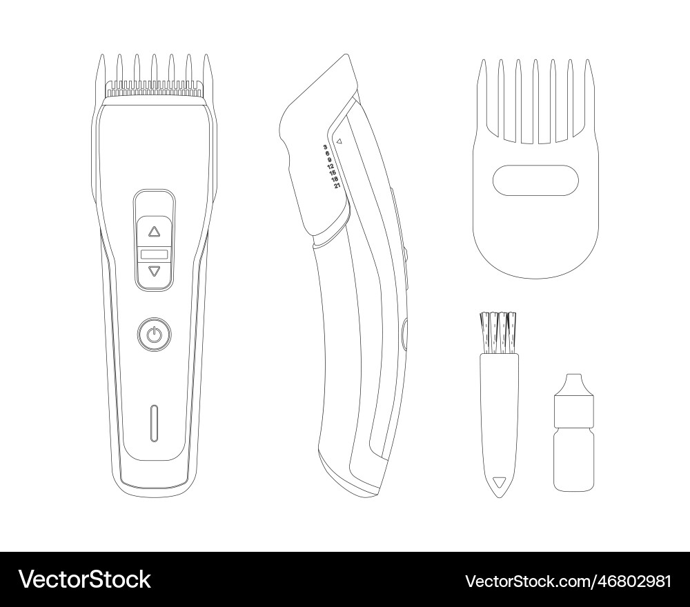Hair Clipper Outline - Trimmer Blueprint Vector Image