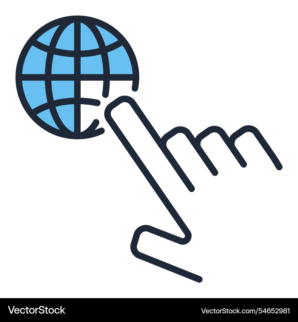 Hand with world earth globe blue icon or symbol Vector Image