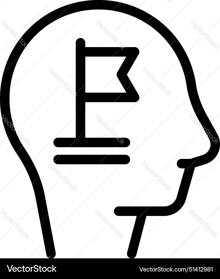 Human head with flag brain icon Royalty Free Vector Image