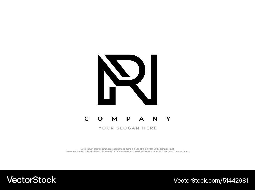 Initial letter rn or nr logo design Royalty Free Vector