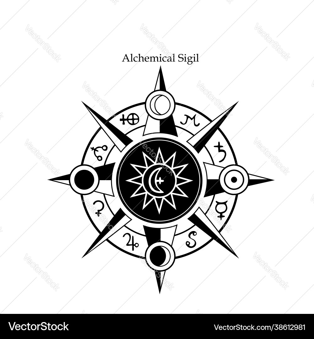 Magical alchemical seal with patterns Royalty Free Vector