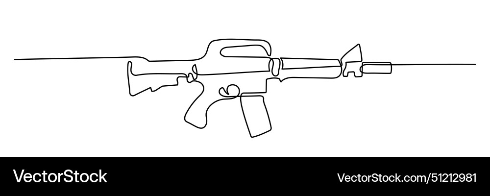 Military machine gun shape drawing by continuous Vector Image