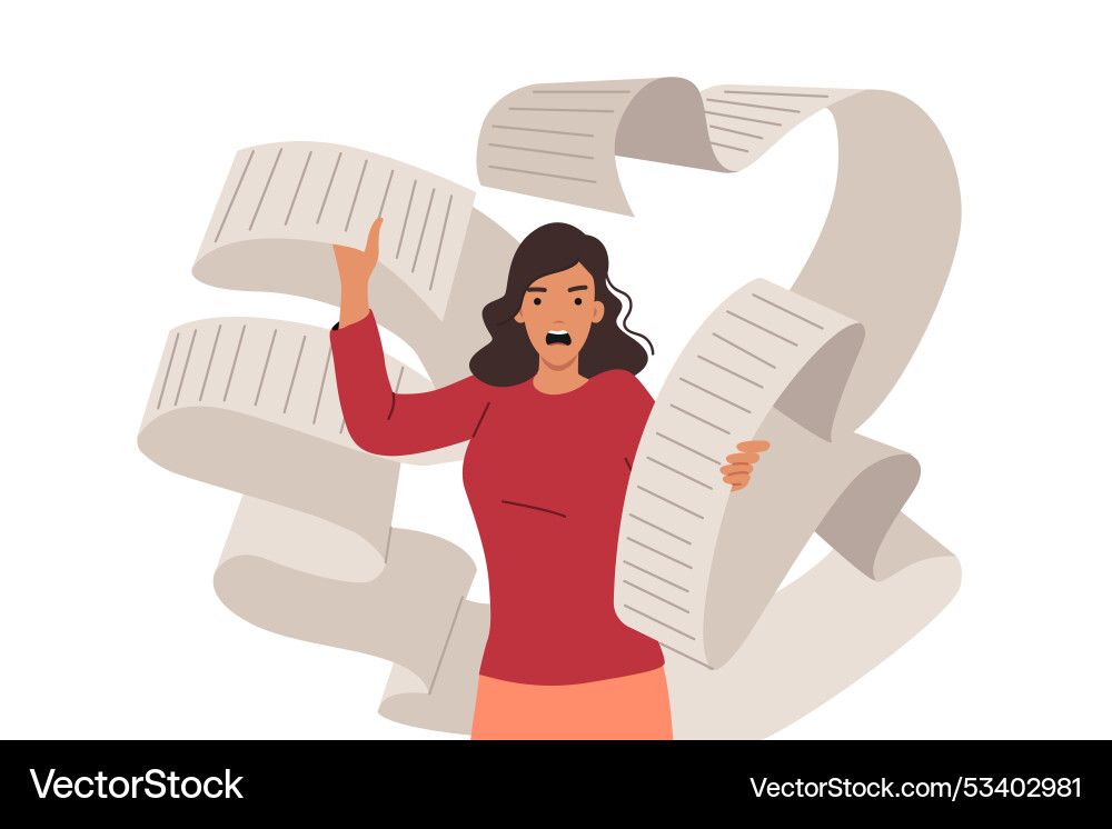 Problem of large bills to pay upsets aggressive Vector Image