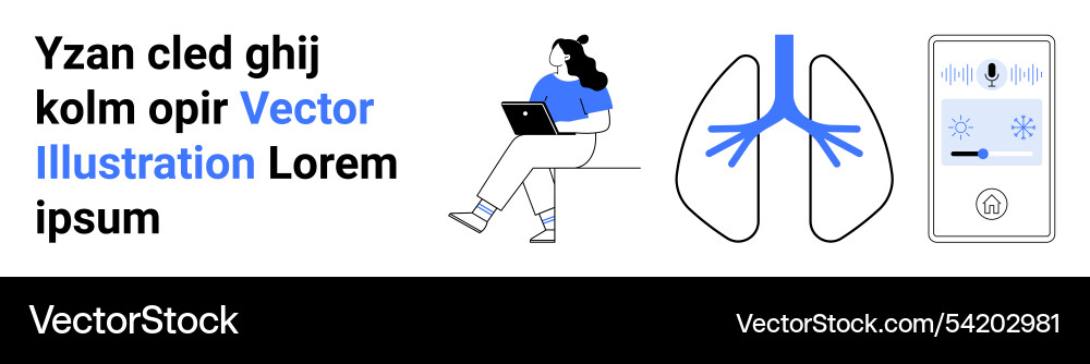 Remote work health and technology themes Vector Image