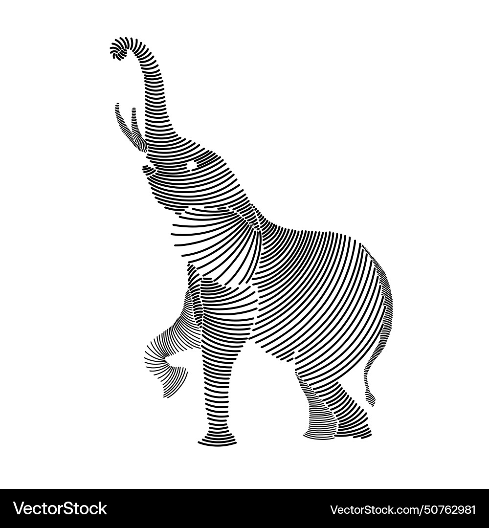 Simple line art of an elephant 3 Royalty Free Vector Image