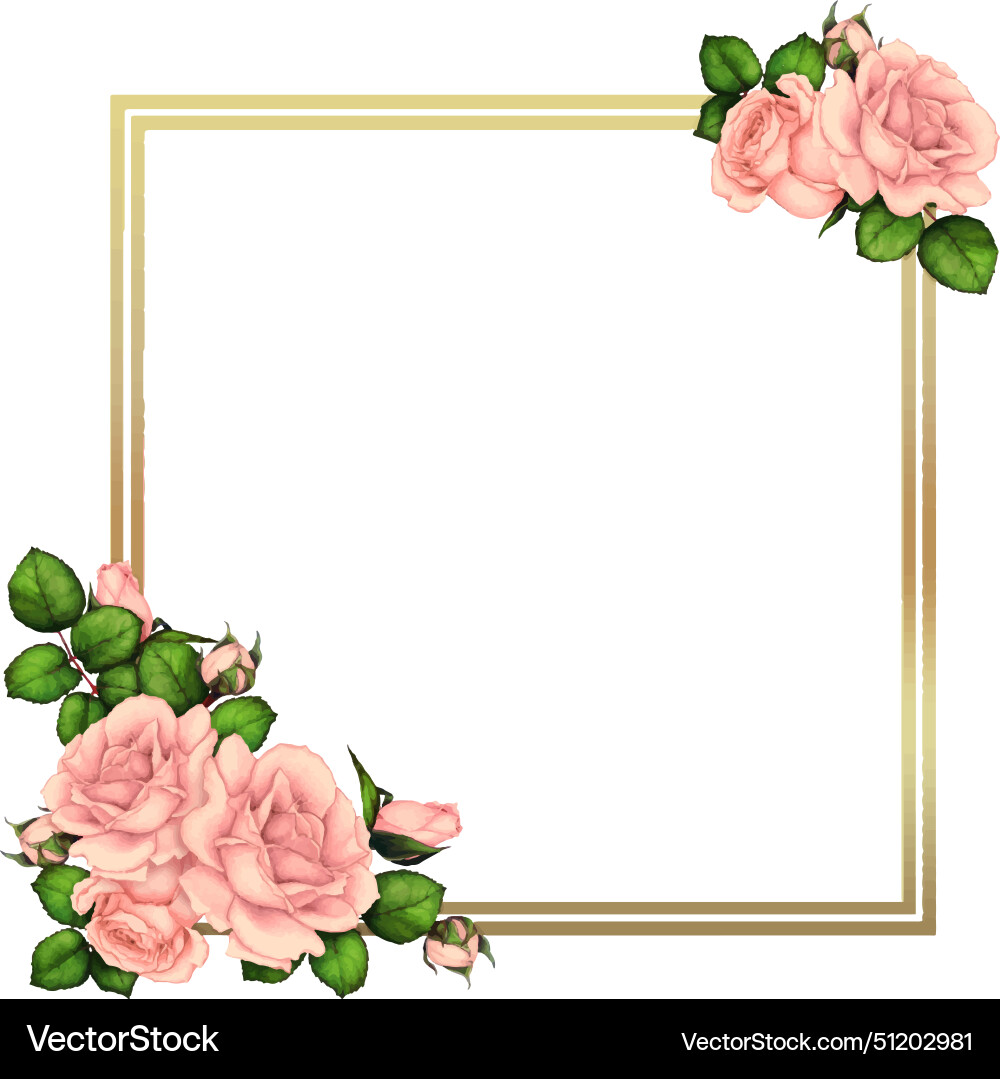 Square frame with roses Royalty Free Vector Image