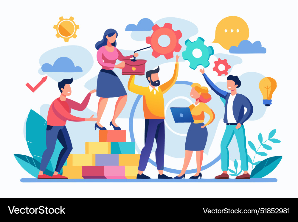 Teamwork drives success business collaboration Vector Image Teamwork drives success business collaboration Vector Image