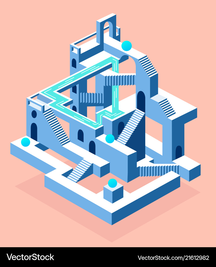 Abstract construction with secrets labyrinth Vector Image