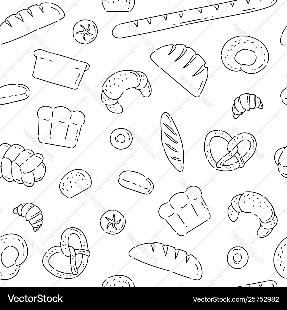 Bakery Bread Doodle Pattern Royalty Free Vector Image