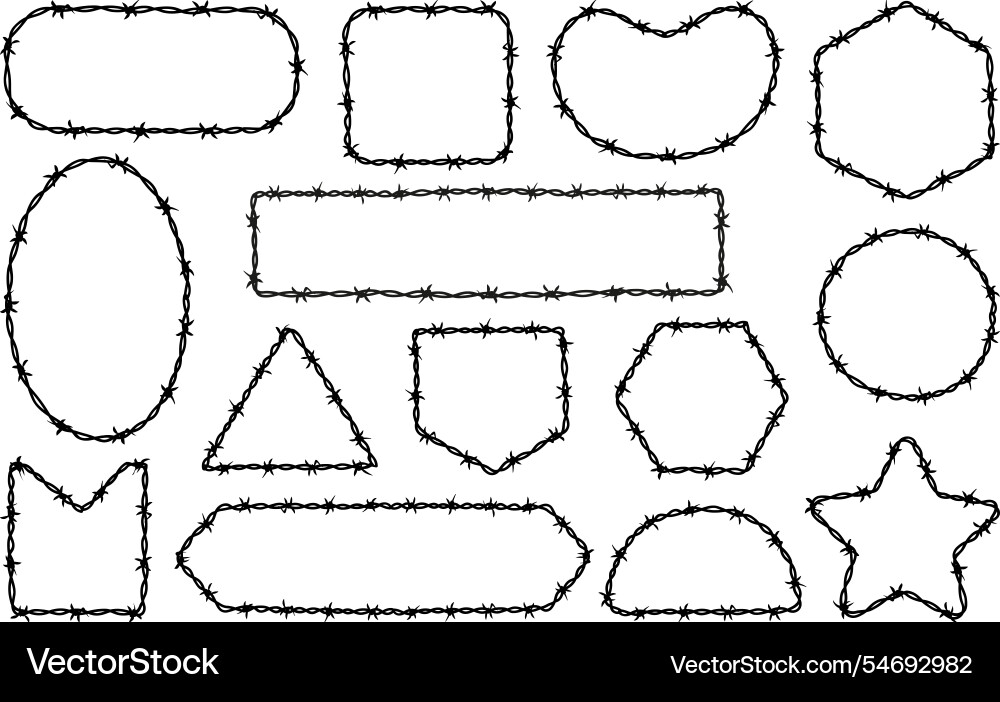 Barbed wire frames different barbwire borders Vector Image