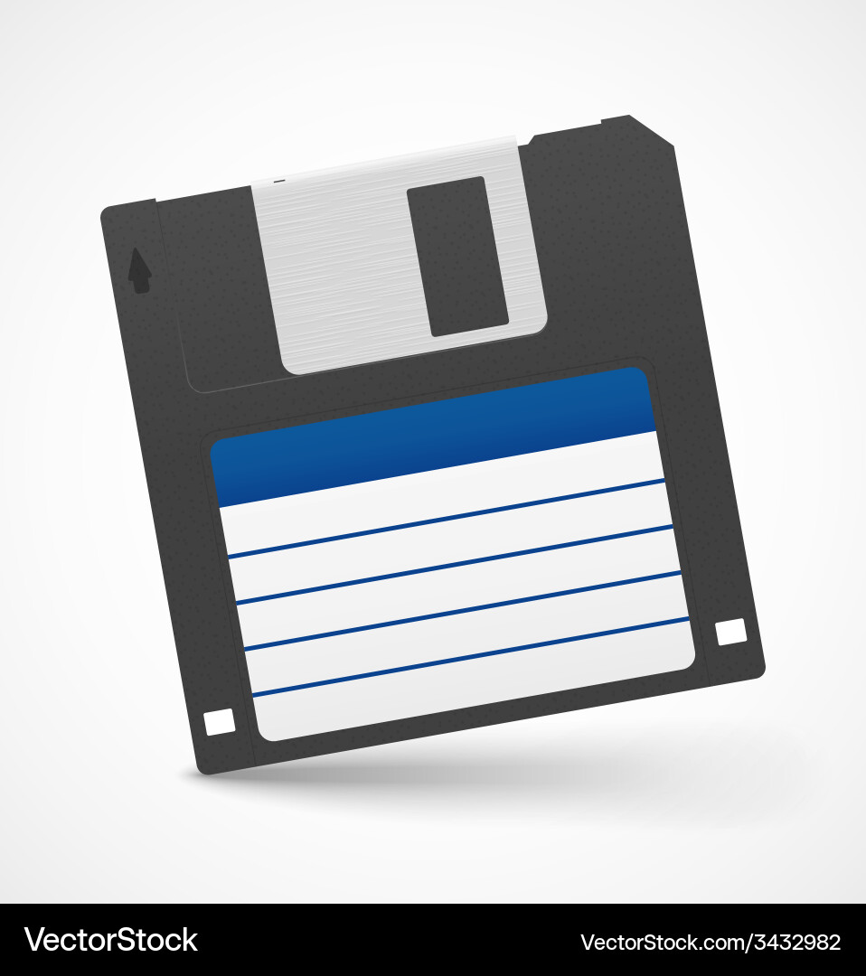 Black floppy diskette on white background Vector Image