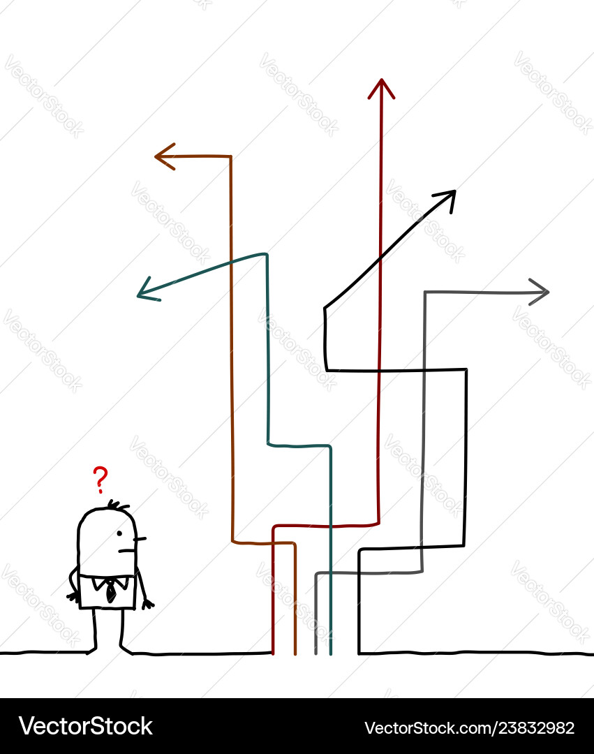Cartoon characters - where do i go Royalty Free Vector Image