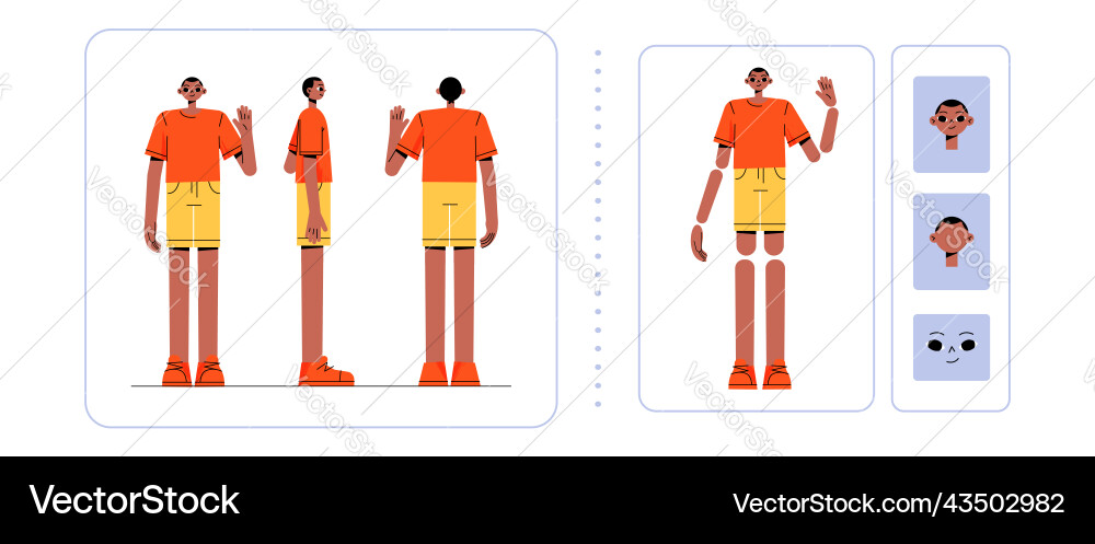 Character animation set with standing man Vector Image