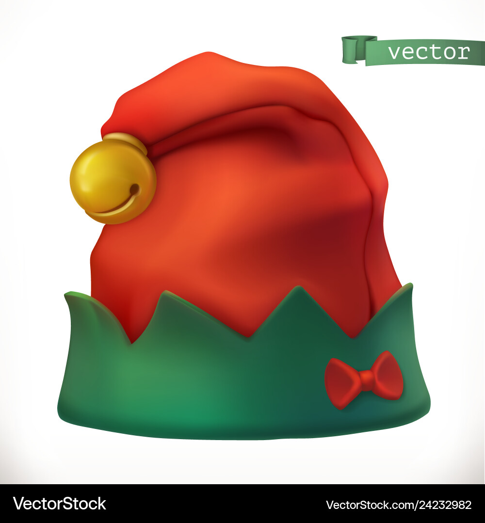 Christmas elf hat 3d icon Royalty Free Vector Image