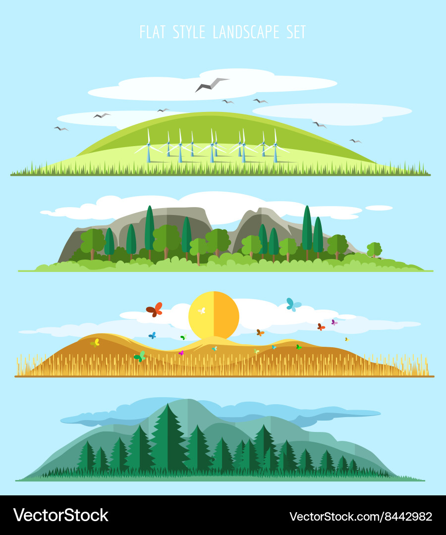 Flat forest landscape Royalty Free Vector Image