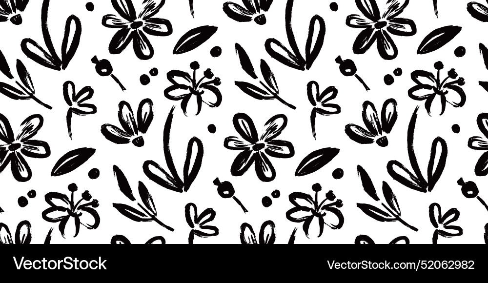 Flower brush seamless pattern floral abstract Vector Image