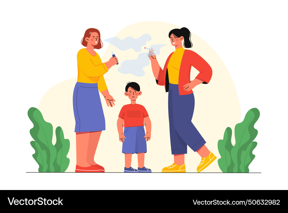 Kids passive smoking Royalty Free Vector Image