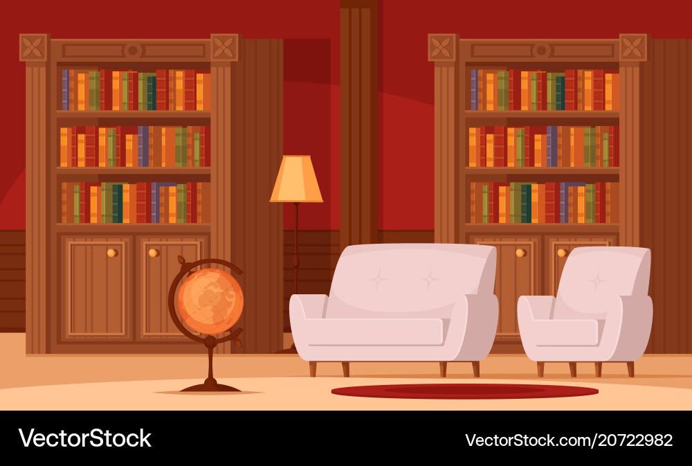 Library interior flat Royalty Free Vector Image