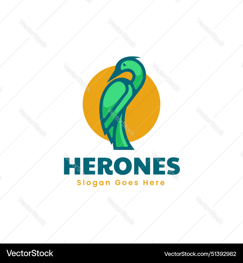 Logo heron simple mascot style Royalty Free Vector Image