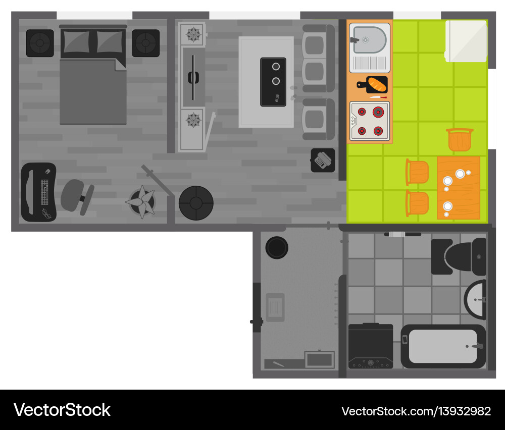 Modern Apartment Interior Flat Layout Royalty Free Vector