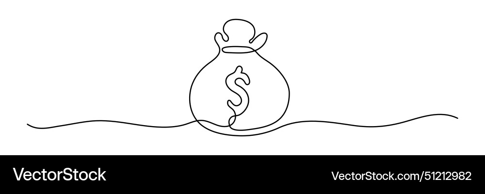 Money bag shape drawing by continuous line thin Vector Image