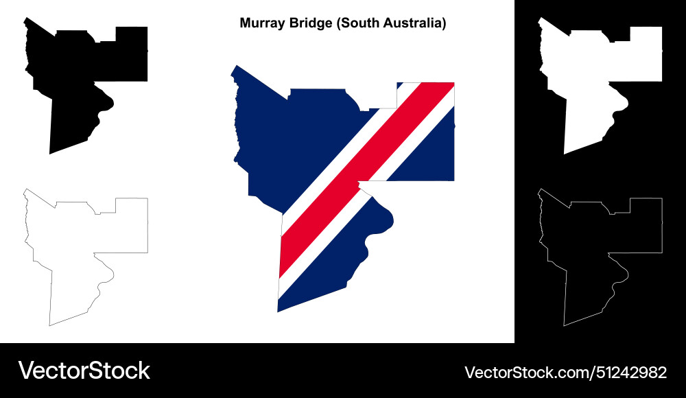 Murray bridge outline map Royalty Free Vector Image